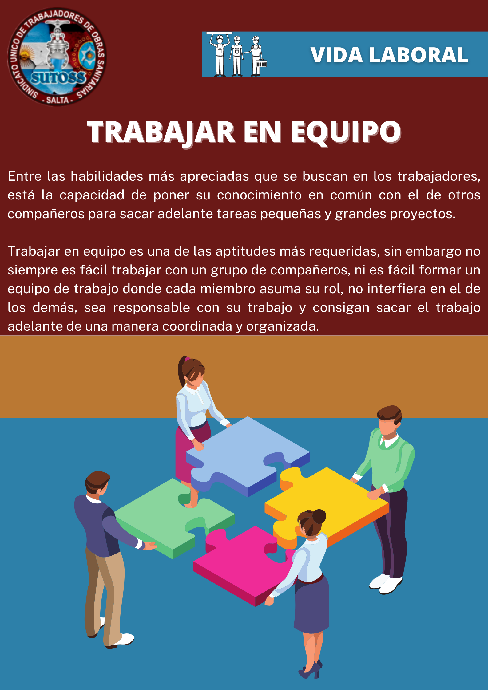 VIDA LABORAL. TRABAJO EN EQUIPO. – Sutoss
